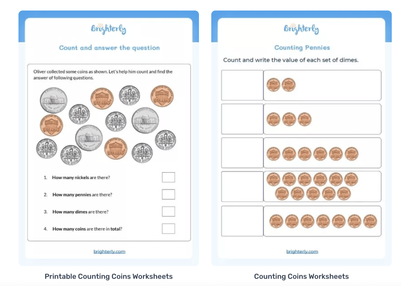 Free Counting Coins Worksheets for Kids [PDFs] Brighterly.com