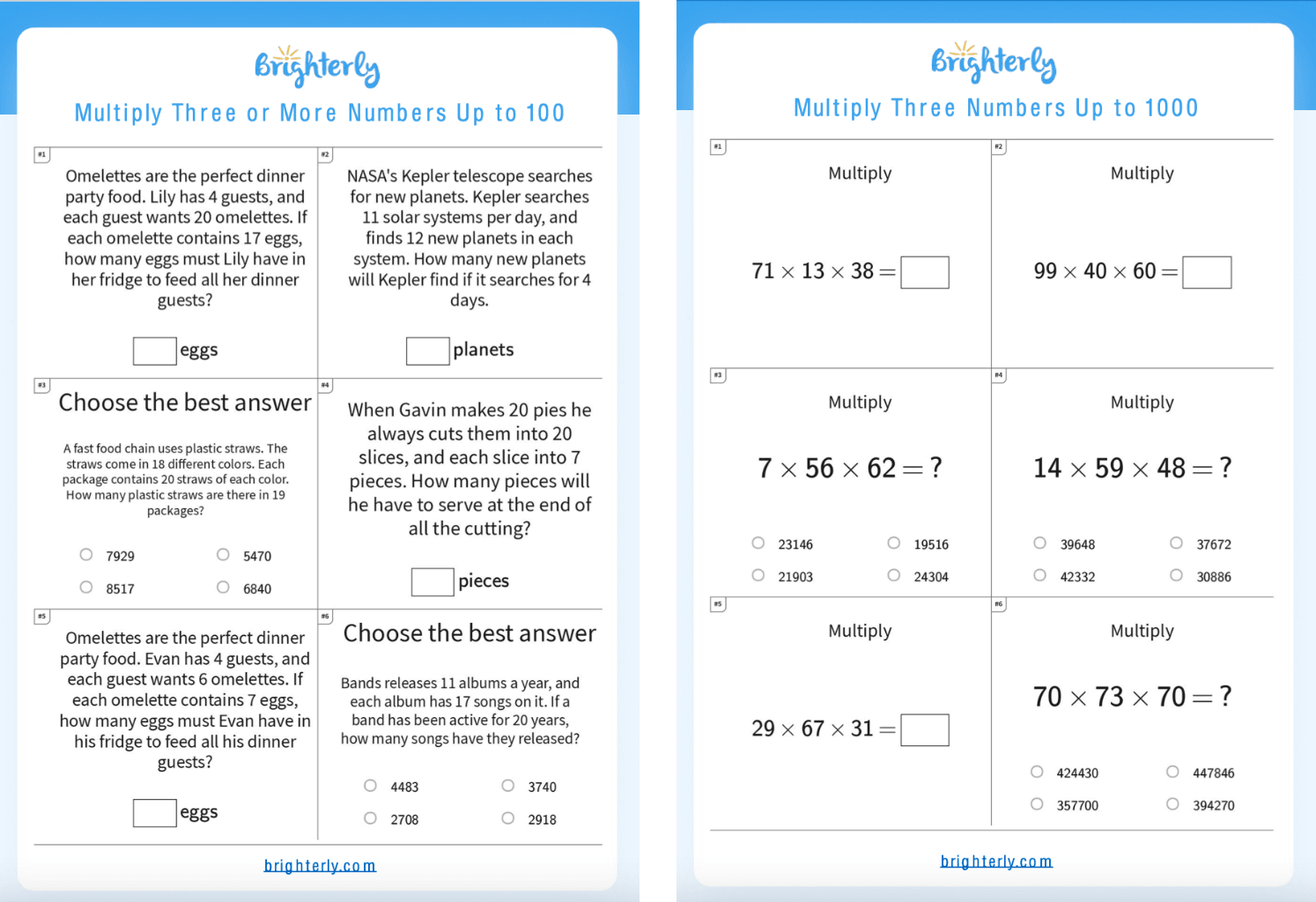 Free Printable Multiplication Worksheets for 5th Graders | Brighterly.com