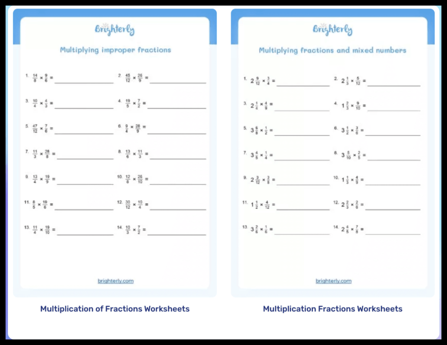 Free Printable Multiplying Fractions Worksheets [PDFs]