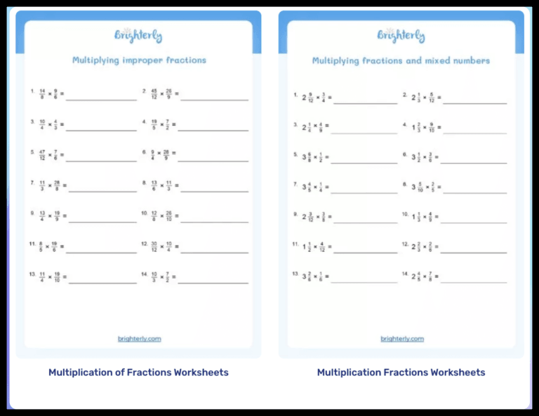 Free Printable Multiplying Fractions Worksheets [PDFs]