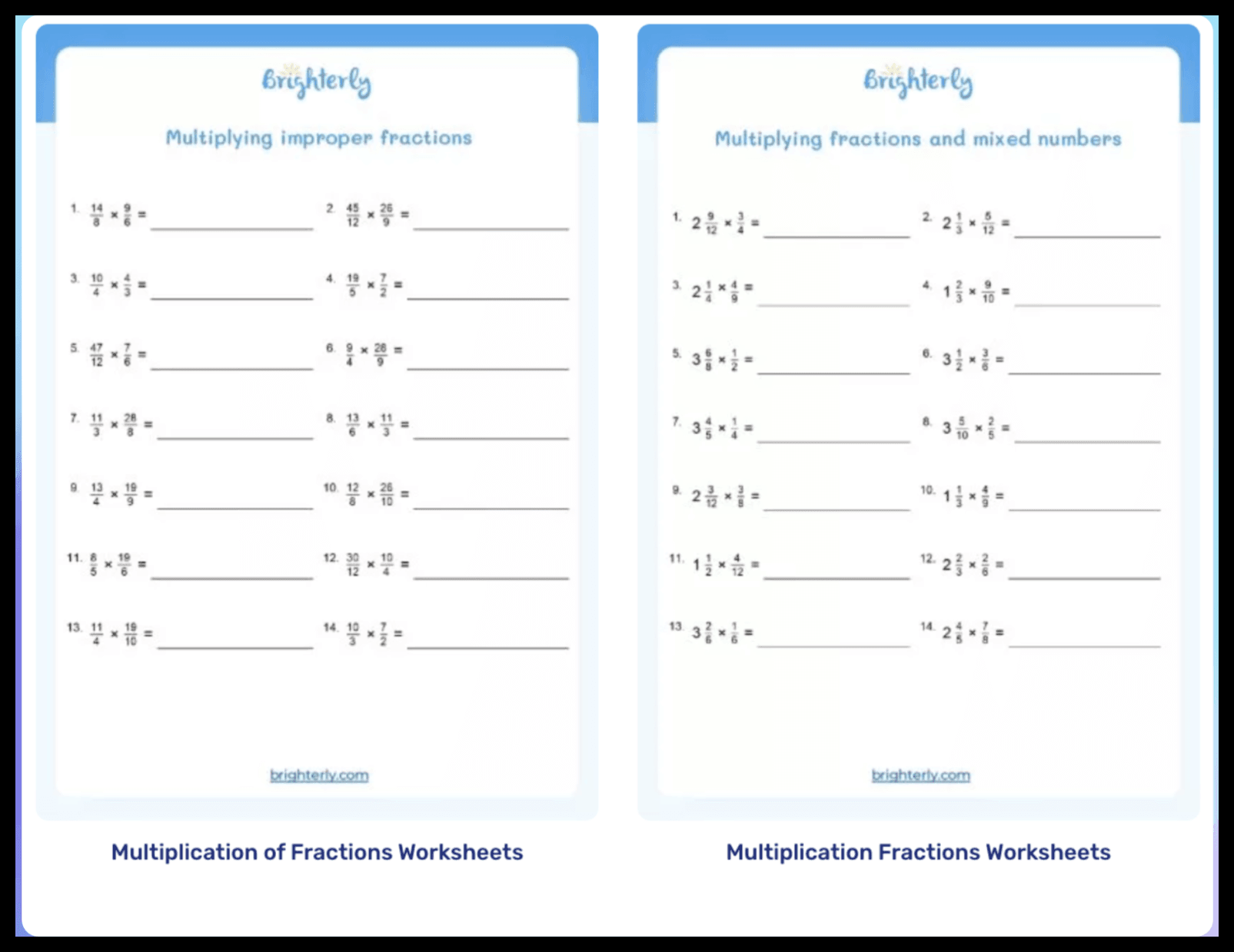 Free Printable Multiplying Fractions Worksheets [PDFs]