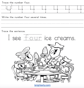 Free Printable Number 4 (Four) Worksheets for Kids [PDFs] Brighterly