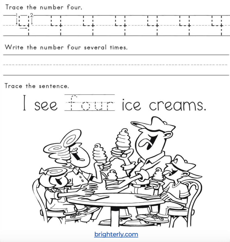Free Printable Number 4 (Four) Worksheets for Kids [PDFs] Brighterly