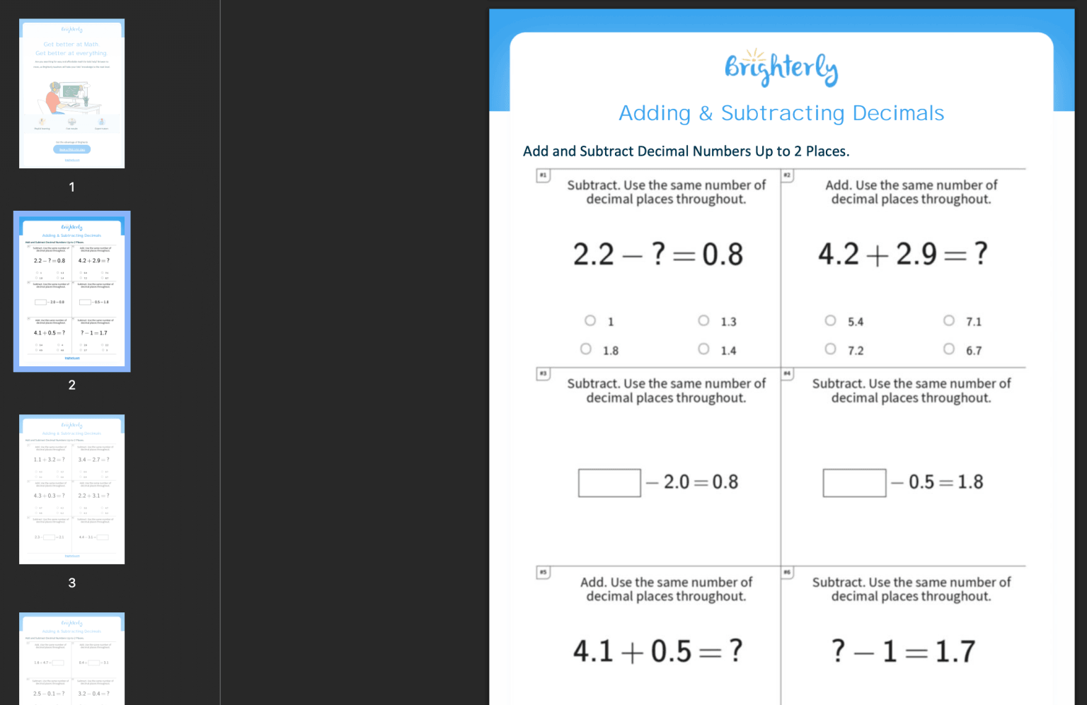 Adding and Subtracting Decimals Worksheets [Free download]