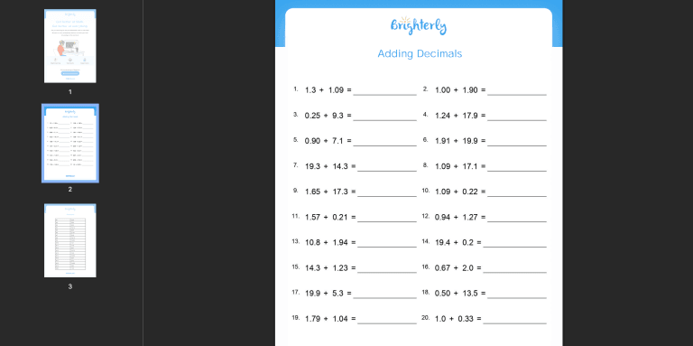 Adding Decimals Worksheet [Free download]
