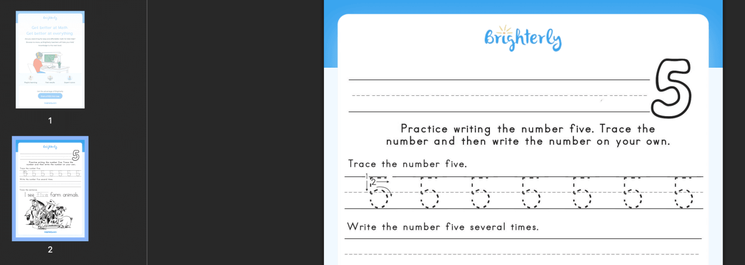Number 5 worksheets [PDFs]