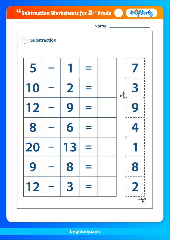 Free Printable 2nd Grade Subtraction Worksheets [PDFs] Brighterly.com