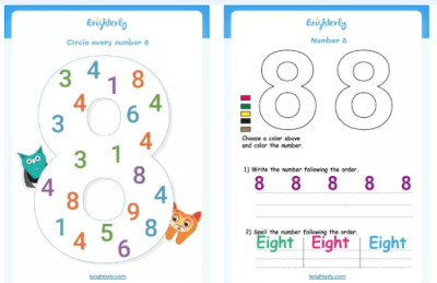 Number 8 Worksheets PDF