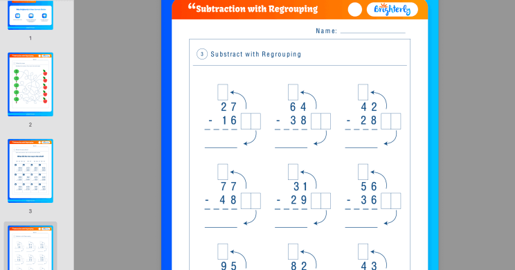 Free Printable Subtraction With Regrouping Worksheets [PDFs] Brighterly