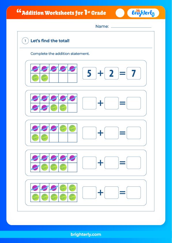 Free Printable Addition Worksheets For Grade 1 [PDFs] Brighterly.com