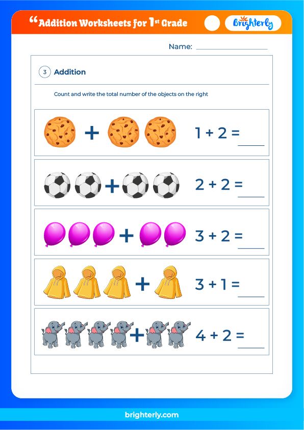 Free Printable Addition Worksheets For Grade 1 [PDFs] Brighterly.com
