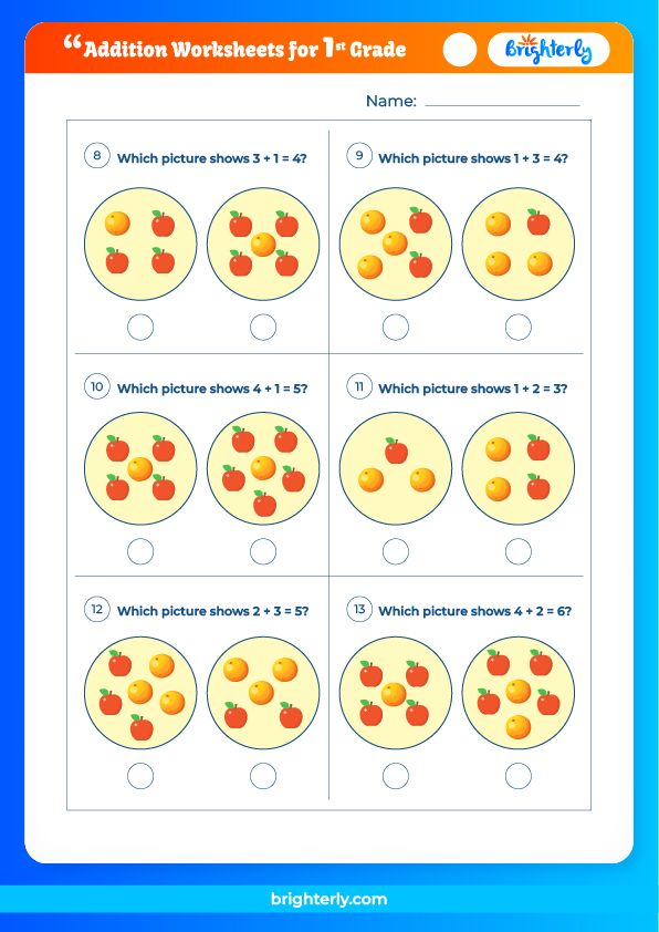 Free Printable Addition Worksheets For Grade 1 [PDFs] Brighterly.com