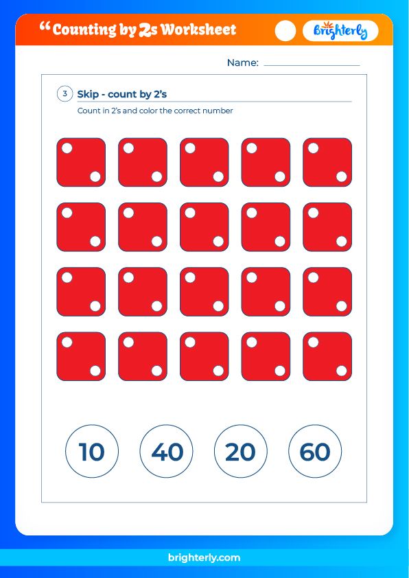 Free Printable Count By 2 Worksheet for Kids [PDFs] Brighterly.com