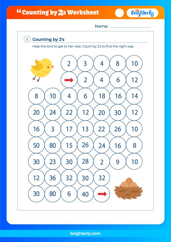 Free Printable Count By 2 Worksheet for Kids [PDFs] Brighterly.com
