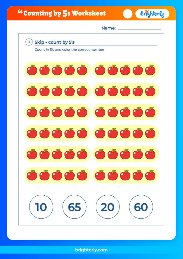 Free Printable Counting By 5s Worksheet for Kids [PDFs] Brighterly.com