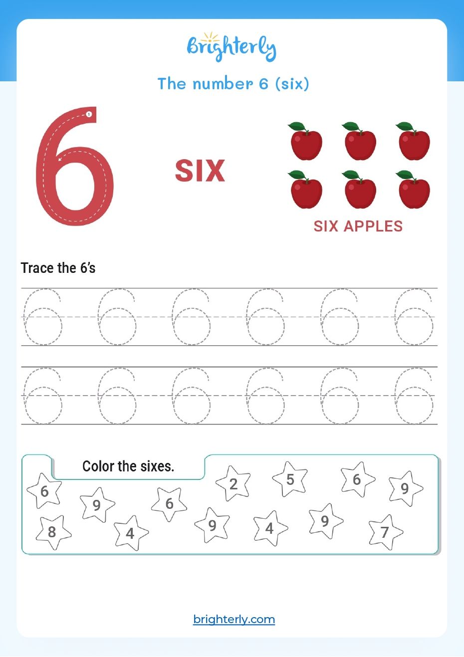 Free Printable Number 6 (Six) Worksheets for Kids [PDFs] Brighterly.com