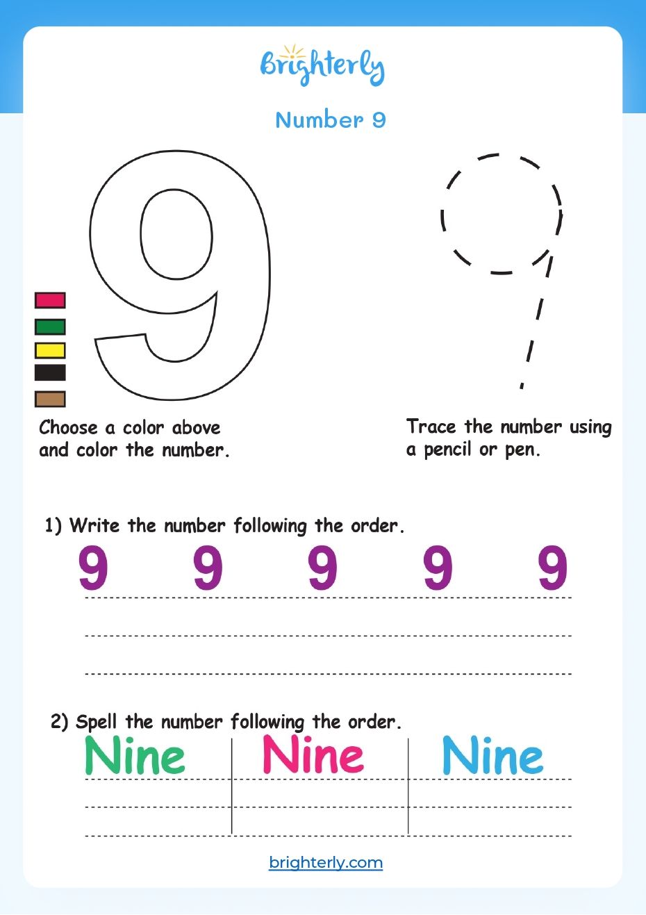 Free Printable Number 9 (Nine) Worksheets for Kids [PDFs] Brighterly