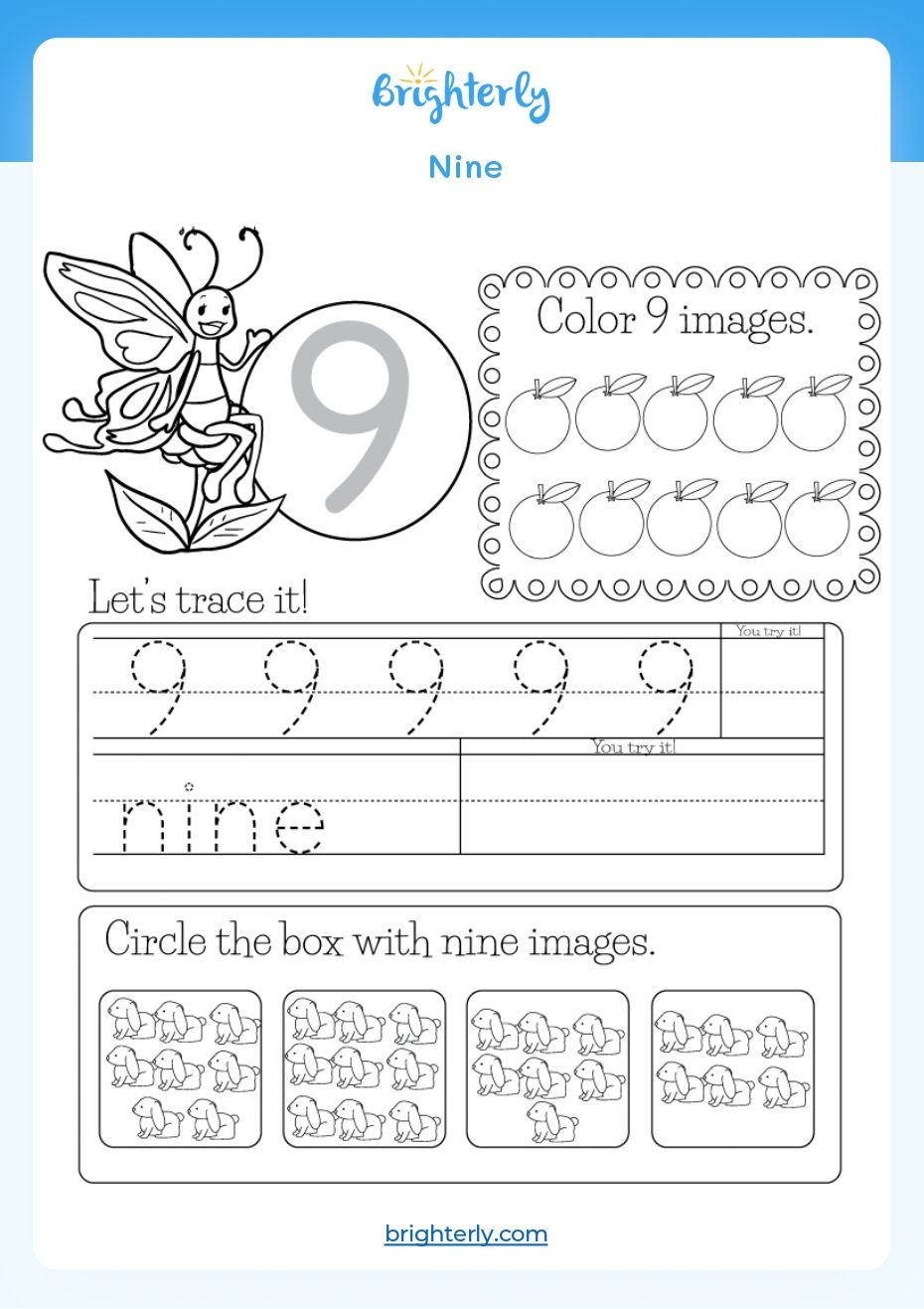 Free Printable Number 9 (Nine) Worksheets for Kids [PDFs] Brighterly