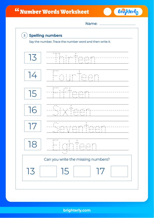 Free Printable Number Words Worksheet for Kids [PDFs] Brighterly.com