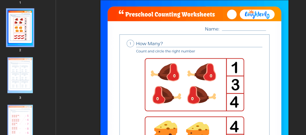 Preschool Counting Worksheets [Free Download]