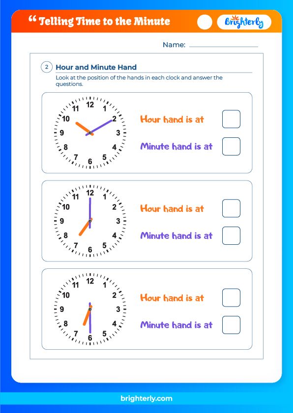 Free Telling Time to the Minute Worksheets for Parents at Brighterly