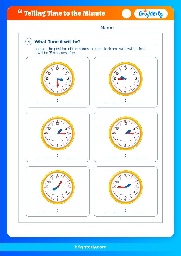 Free Telling Time to the Minute Worksheets for Parents at Brighterly