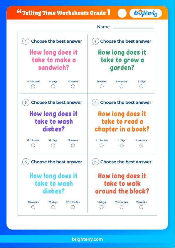 Free Telling Time Worksheets for Grade 1 from Professional Teachers