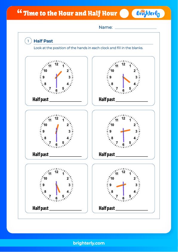 Free Time To The Hour And Half Hour Worksheets [PDFs] Brighterly