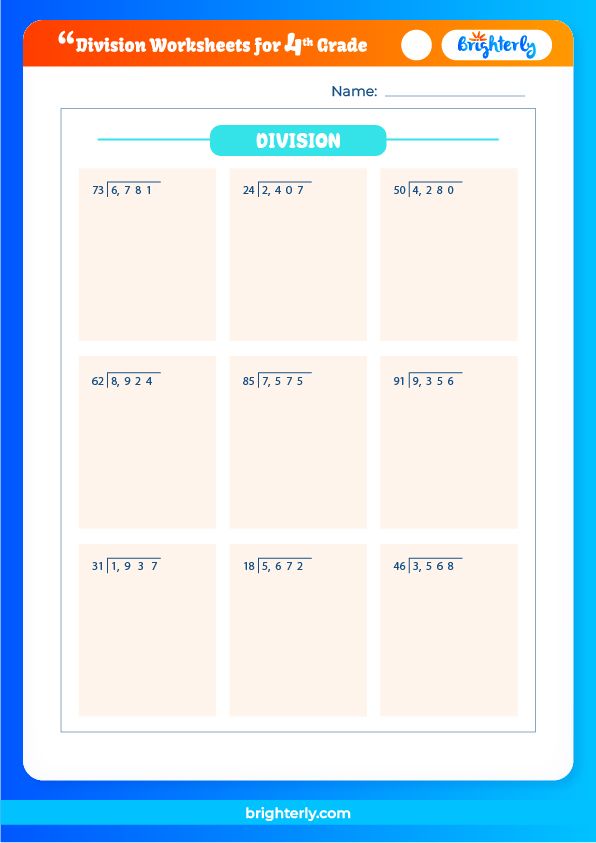 Free Printable 4th Grade Division Worksheets for Kids - Brighterly.com