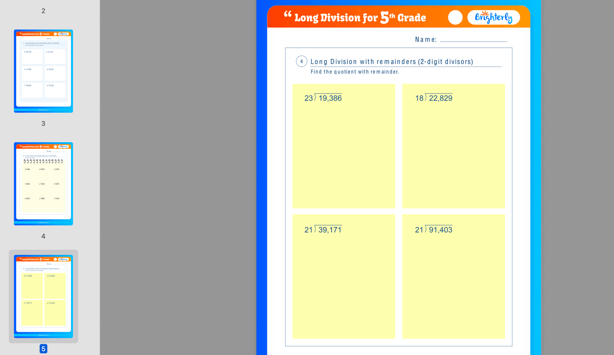 Free Printable Long Division Worksheets for Grade 5 Kids - Brighterly.com