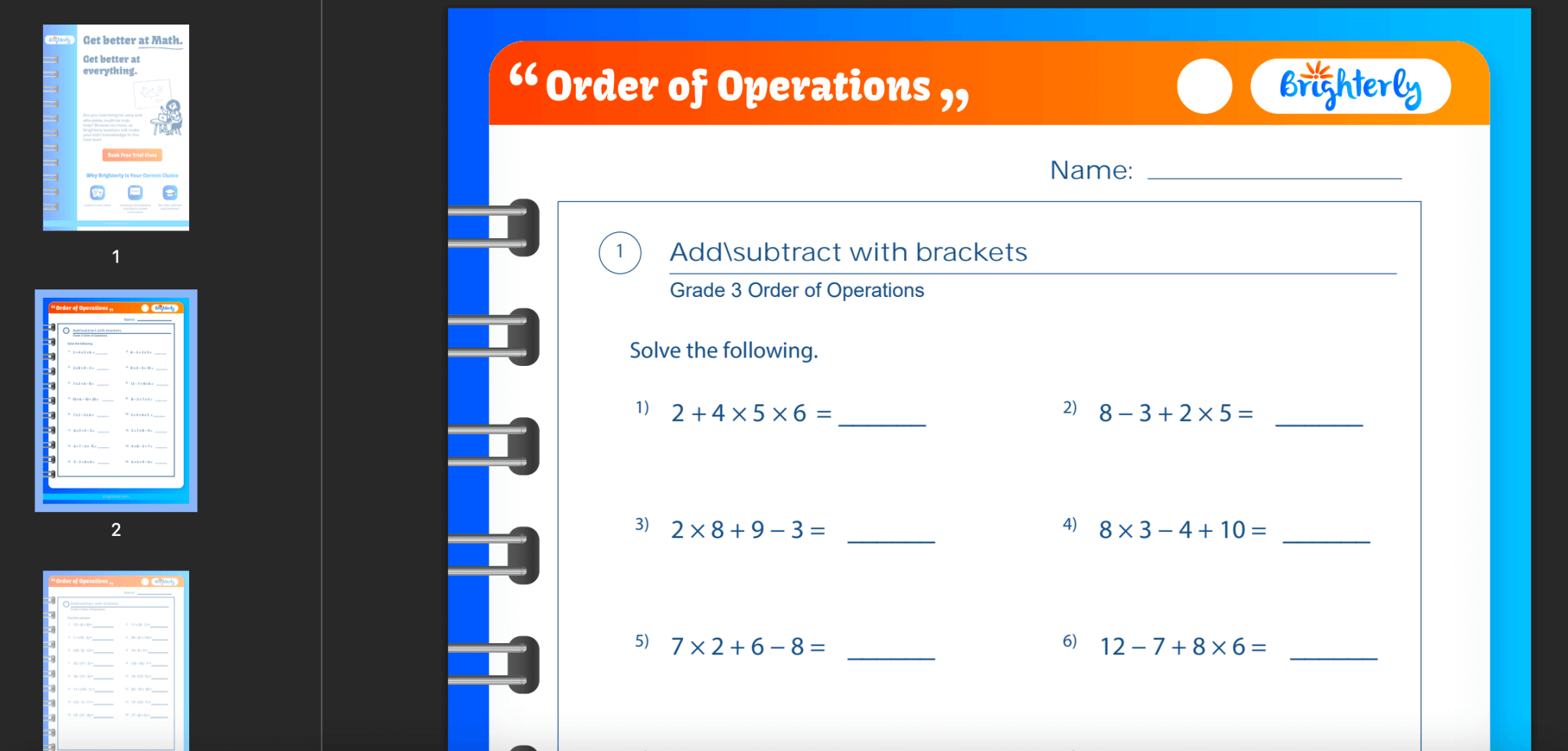 Free Printable Order Of Operations Worksheets [PDFs] Brighterly.com