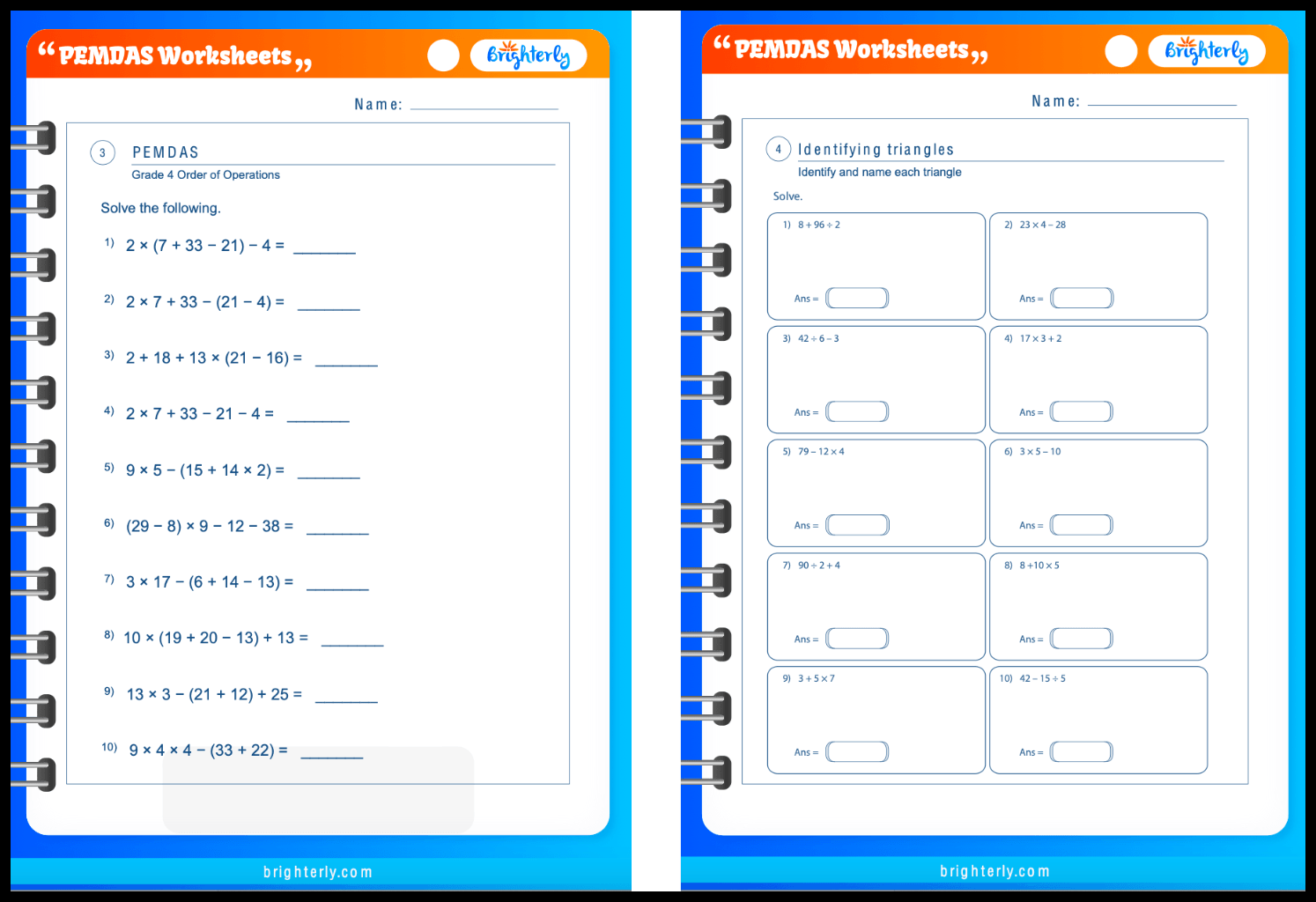PEMDAS Worksheets PDF