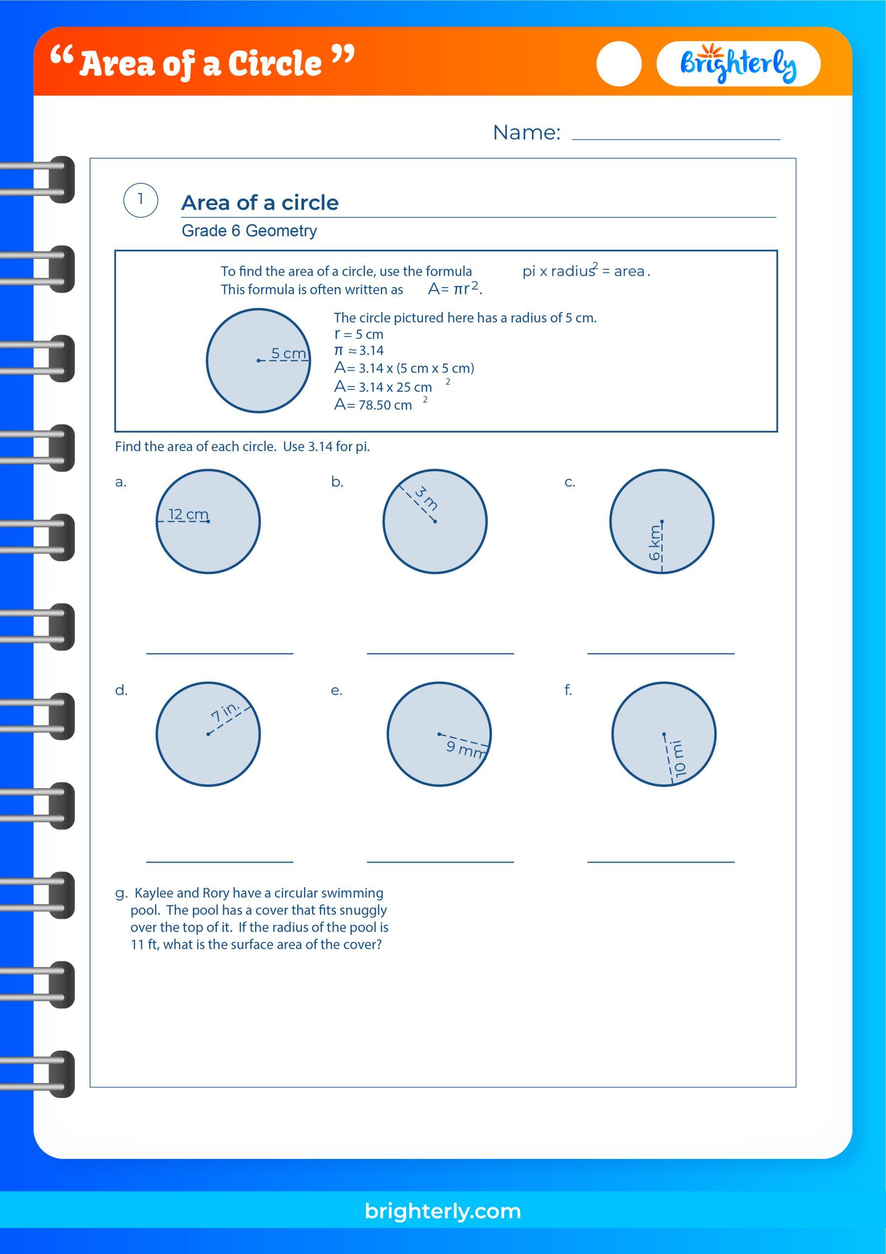FREE Printable Area Of A Circle Worksheets [PDFs] Brighterly