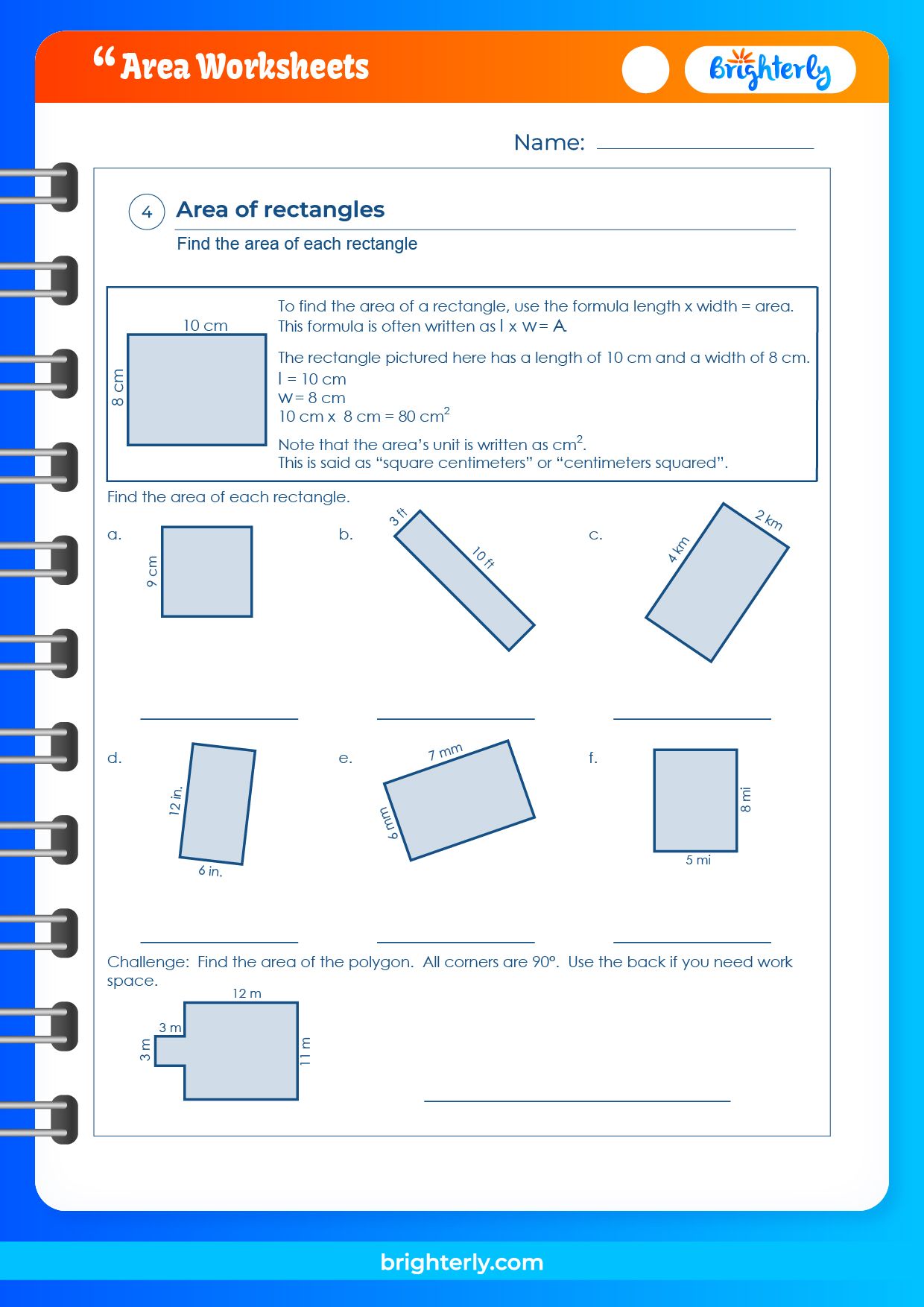 Free Printable Area Worksheets for Kids [PDFs] Brighterly.com