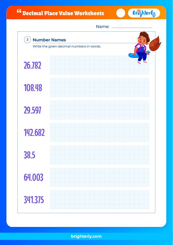Free Printable Decimal Place Value Worksheets for Kids - Brighterly.com