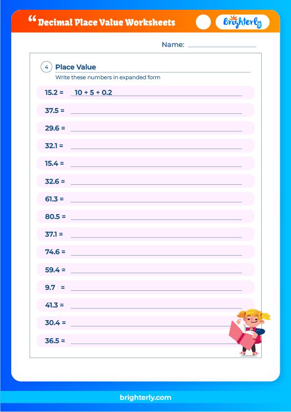 Free Printable Decimal Place Value Worksheets for Kids - Brighterly.com
