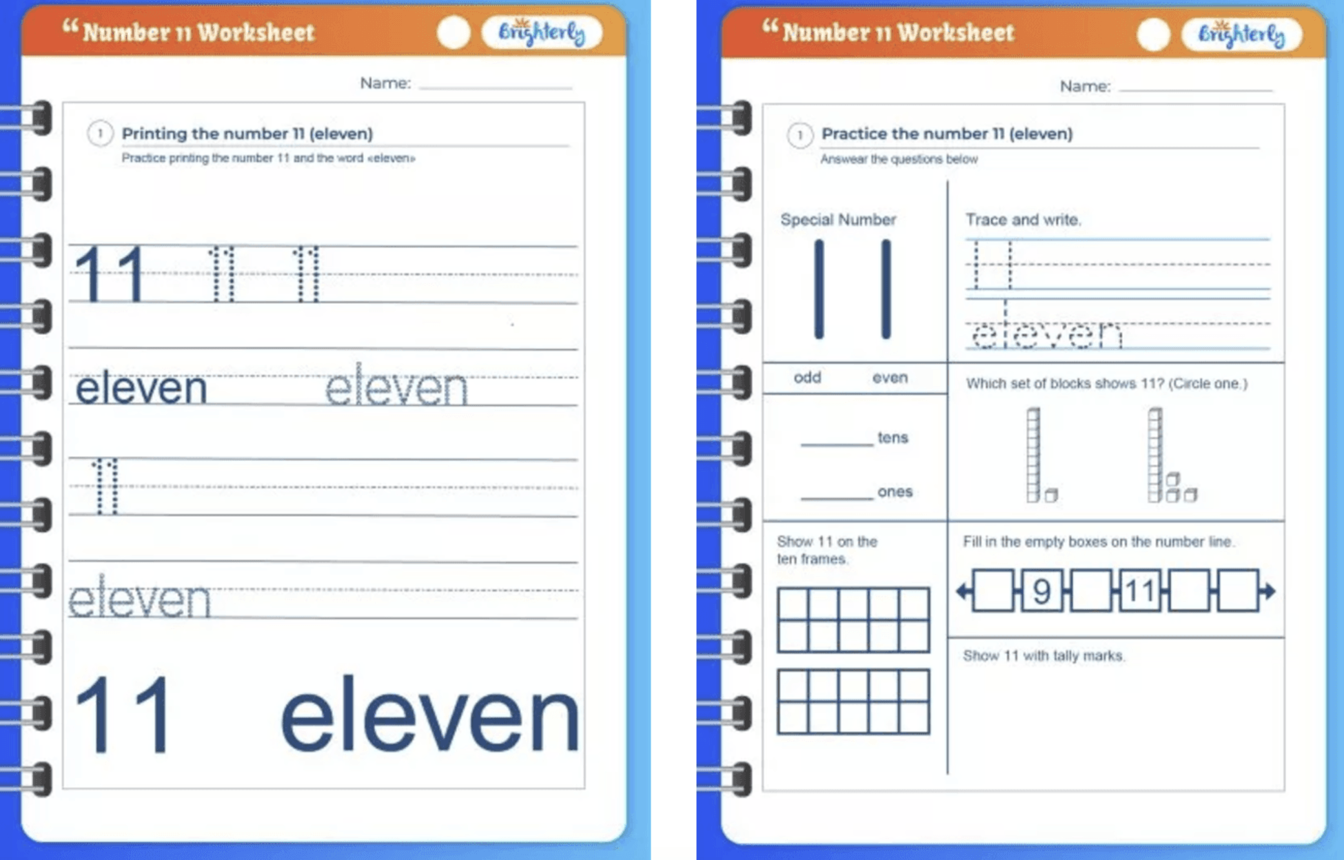 Number 11 Worksheets PDF