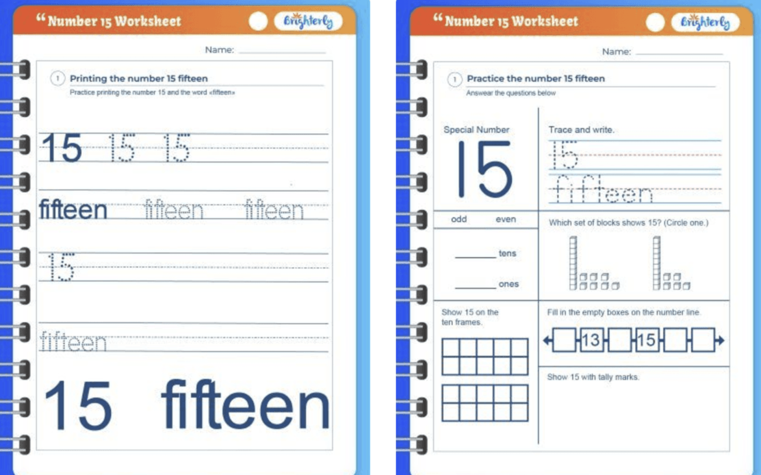 Number 15 Worksheets PDF