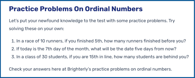 Ordinal Numbers Worksheets
