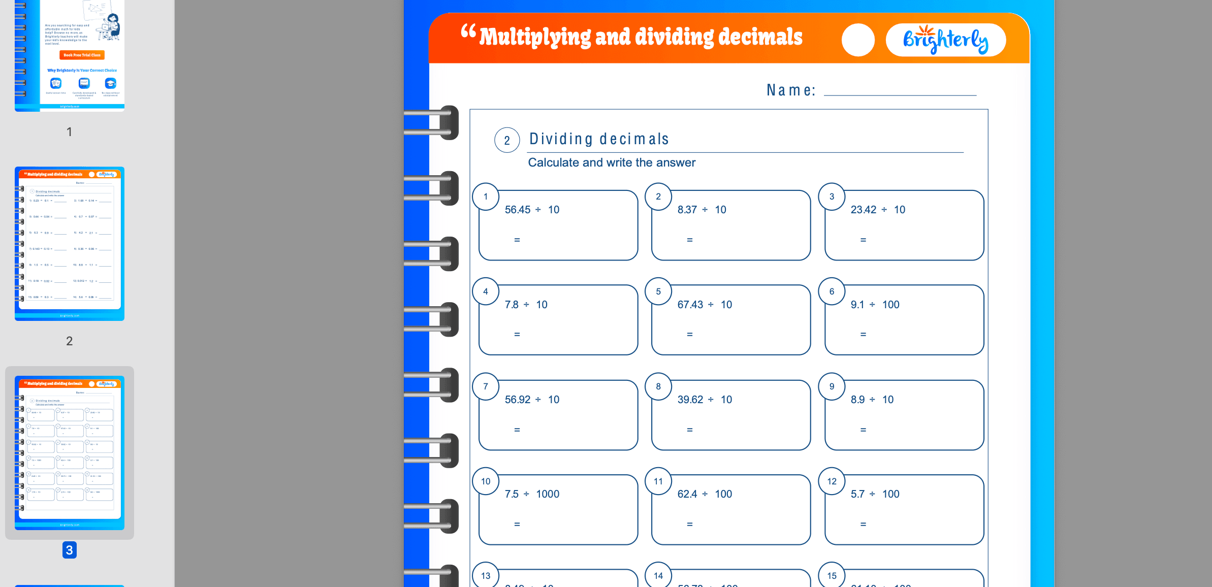 Multiplying And Dividing Decimals Worksheets [PDFs] Brighterly