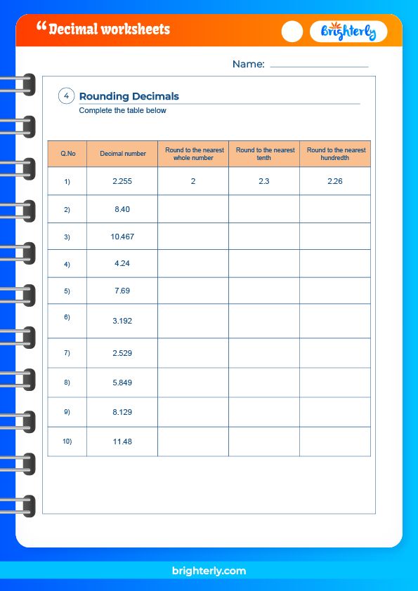 Free Printable Decimals Worksheets for Kids [PDFs] Brighterly.com