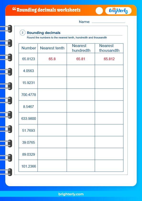 Free Rounding Decimals Worksheets for Kids [PDFs] Brighterly