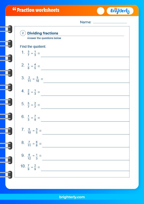 Free Printable 6th Grade Fraction Worksheets [PDFs] Brighterly