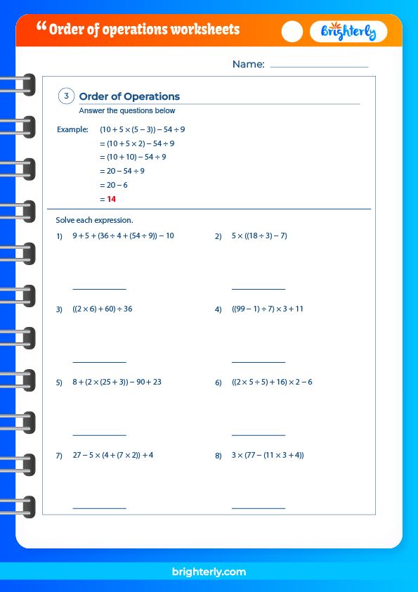 Free Printable 6th Grade Order Of Operations Worksheets [PDFs]