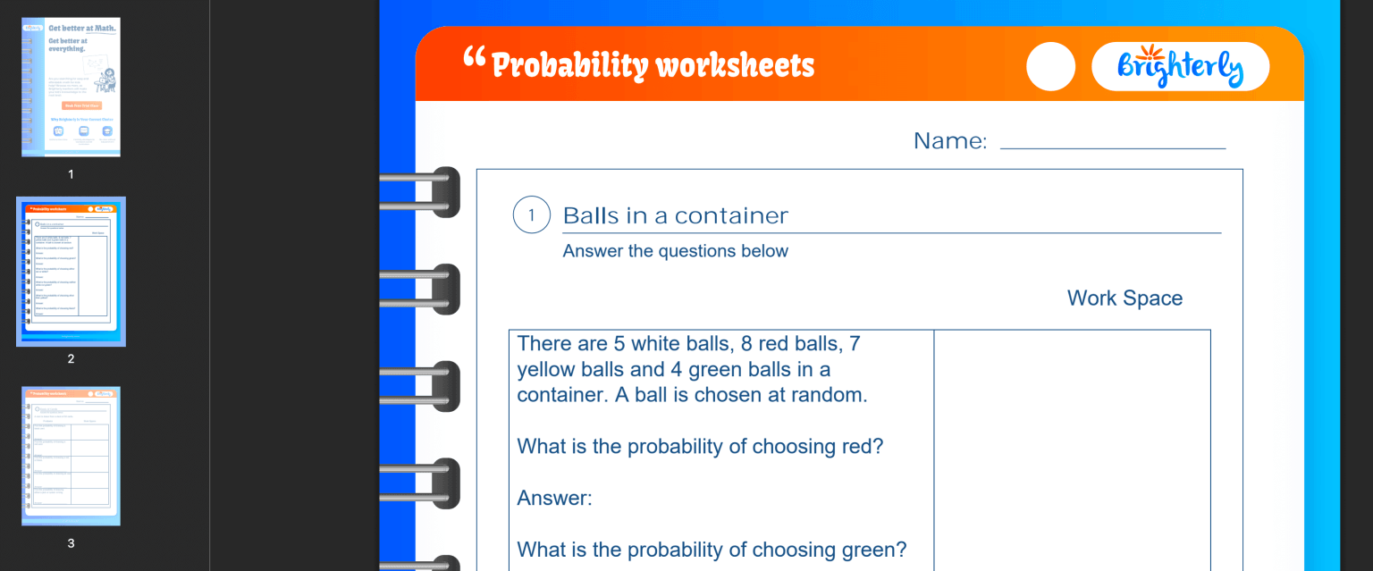 7th Grade Probability Worksheets PDF