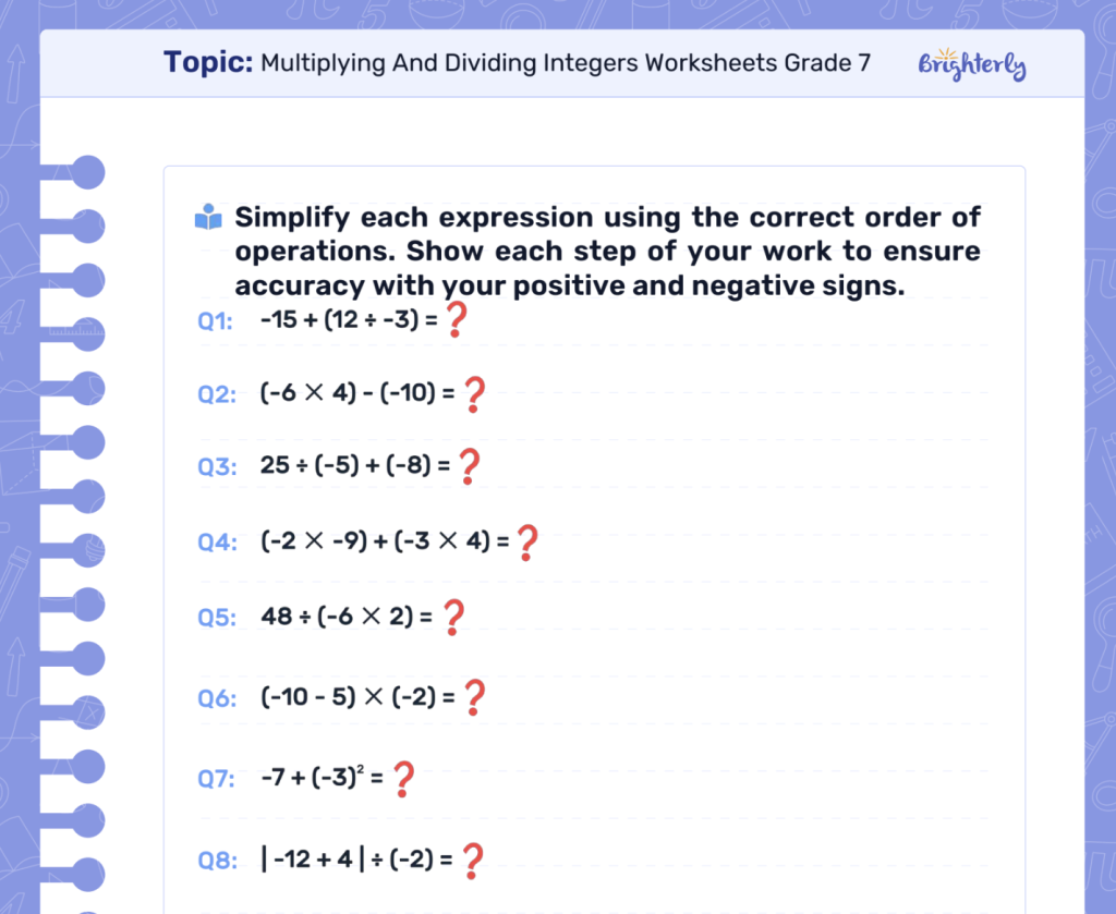 Multiplying And Dividing Integers Worksheets [PDFs] Brighterly