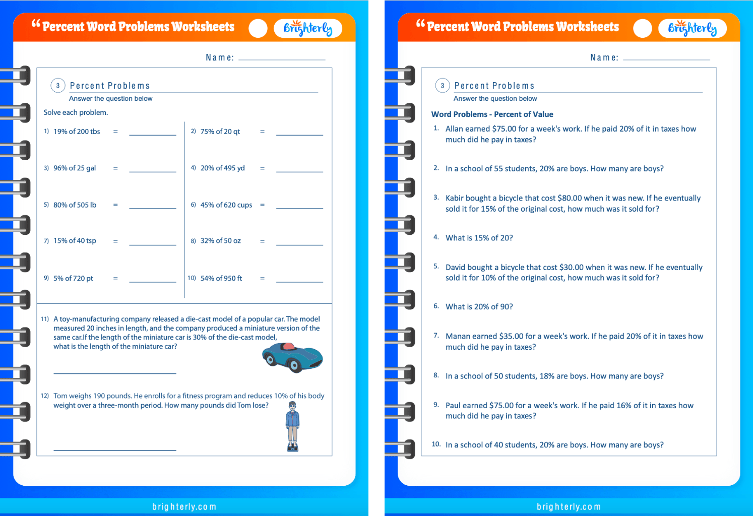 Free Printable Percent Word Problems Worksheets [PDFs]