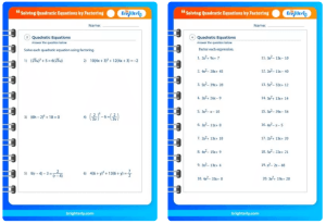 FREE Solving Quadratic Equations By Factoring Worksheets [PDFs]
