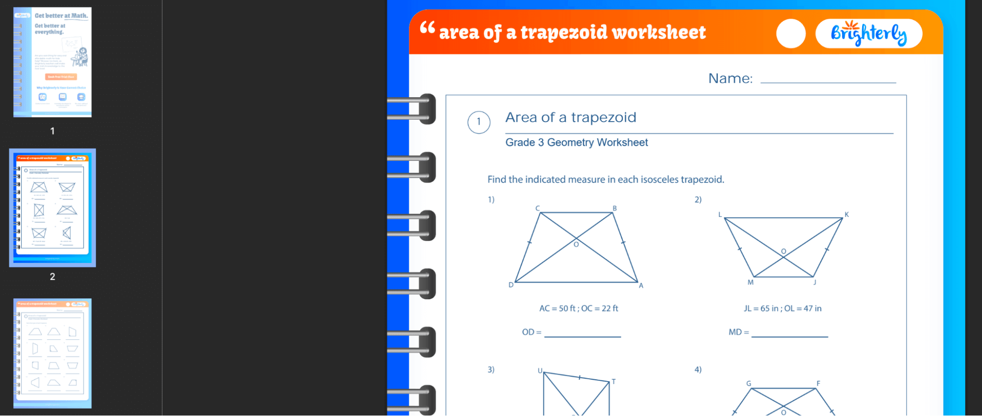 Free Area Of A Trapezoid Worksheets for Kids [PDFs] Brighterly