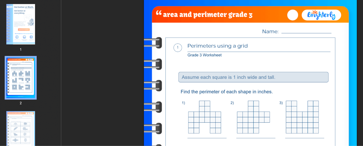 FREE Area And Perimeter Worksheets Grade 3 [PDFs] Brighterly